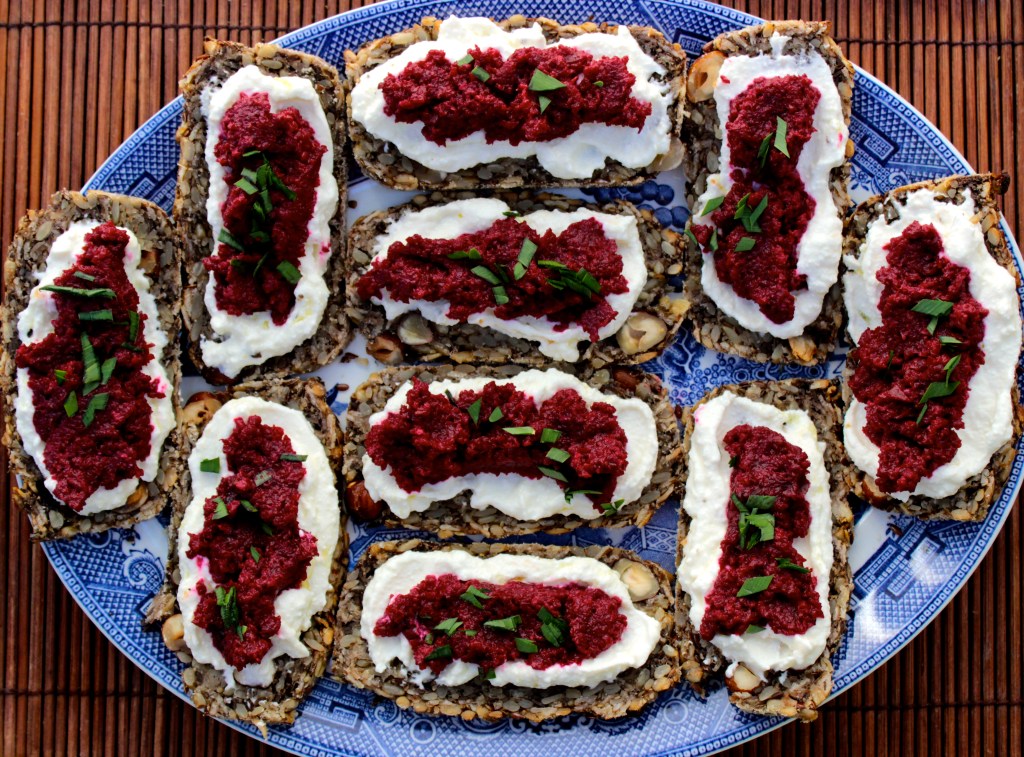 Happy New Year! Whipped Ricotta and Beet Caviar served on Seed and Nut ...